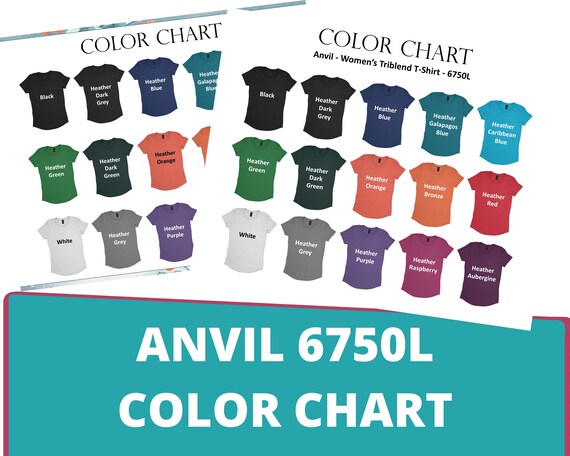 Anvil 6750L Color Chart Anvil Womens Triblend T-shirt - Etsy
