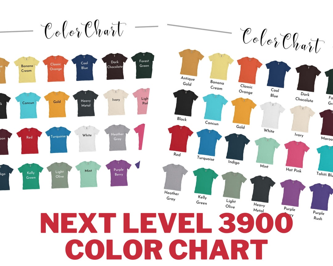 Next Level 3900 Color Chart|next Colors|n3900 Color |women’s Cotton ...