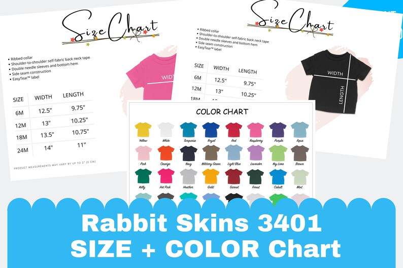 Rabbit Skins 3401 Color Chart |rabbit Skins 3401 Size Chart|rabbit ...