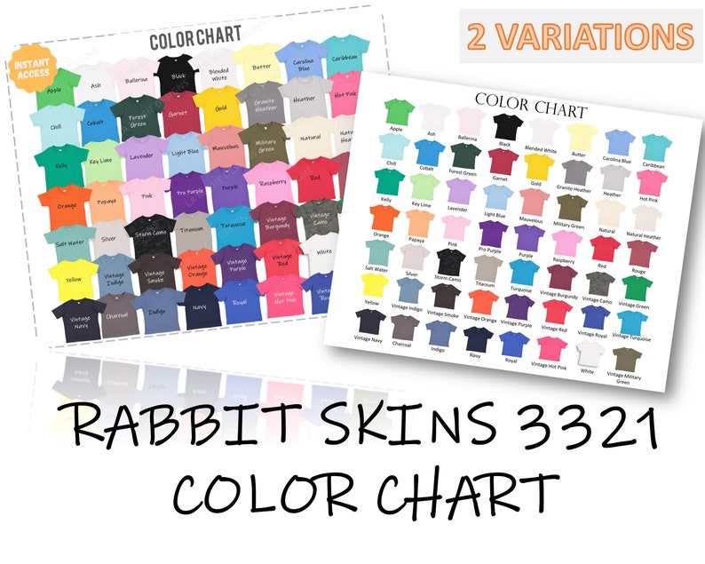 Rabbit Skins 3321 Color Chart |toddler Jersey Tee Color Chart | RS3321 ...
