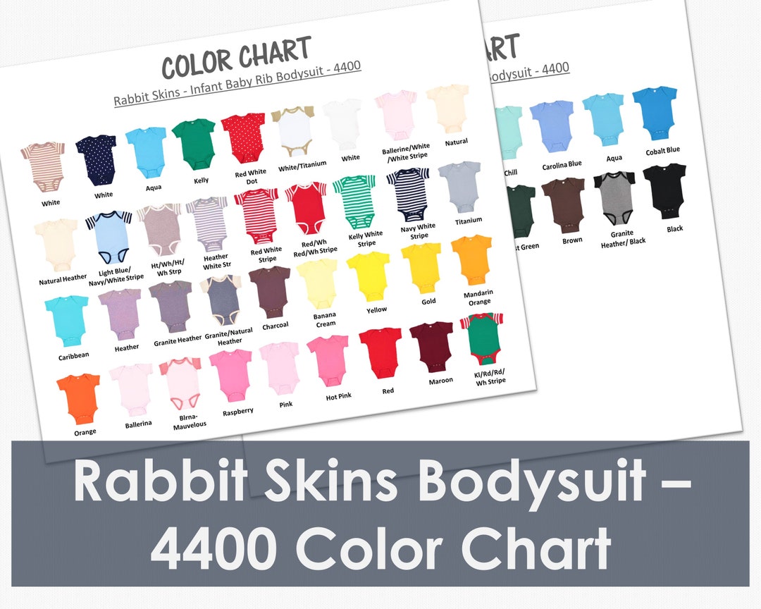 Rabbit Skins 4400 Color Chart Infant Baby Rib Bodysuit Color - Etsy