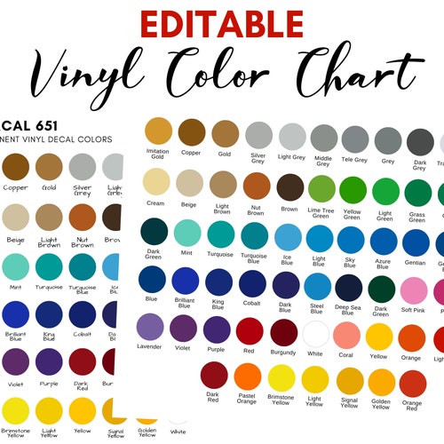 ORACAL 651 Color Chart Oracle 651 Permanent Vinyl Color - Etsy