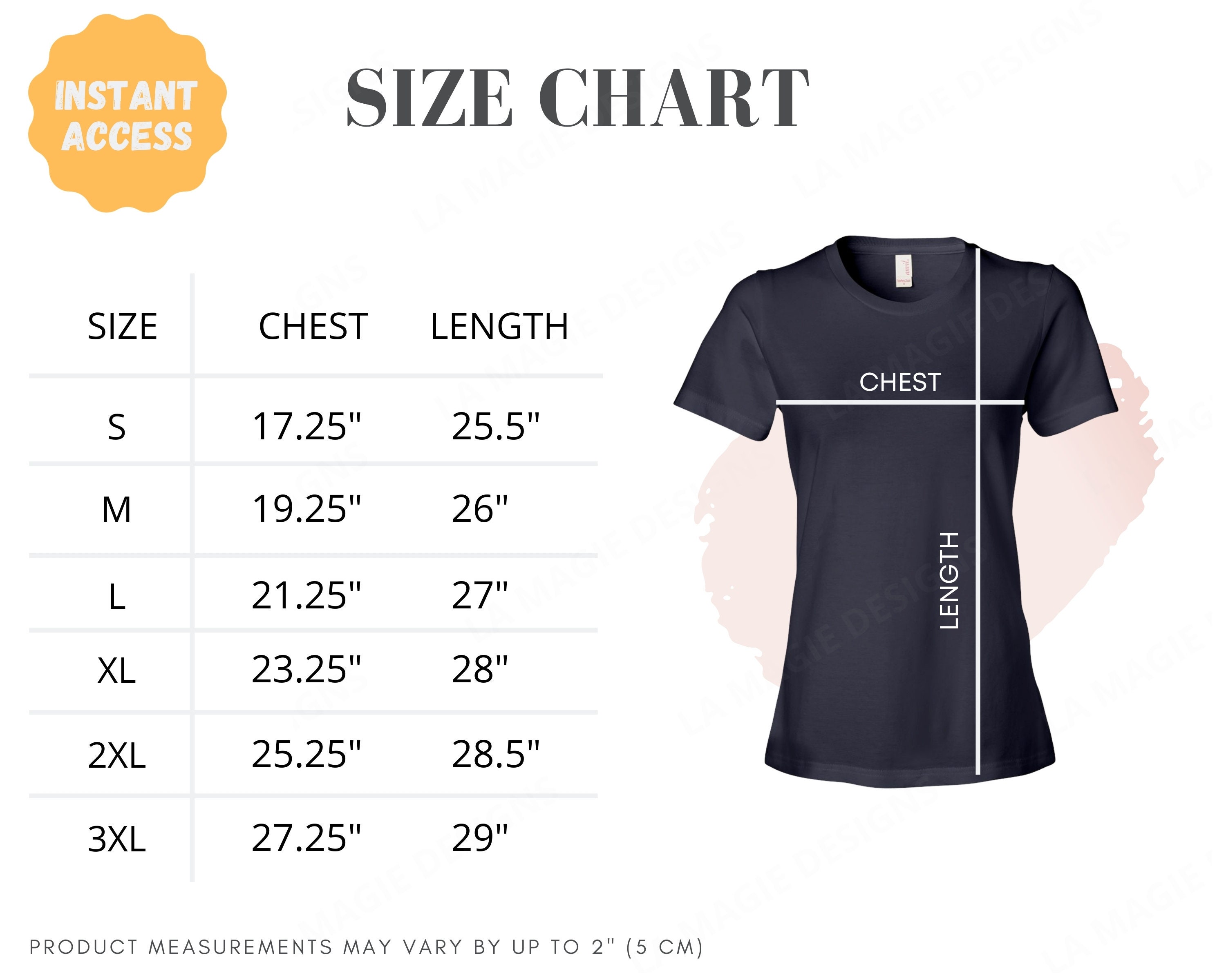 Anvil 880 Size Chart | Anvil 880 Women’s Lightweight T-shirt | Mockup ...