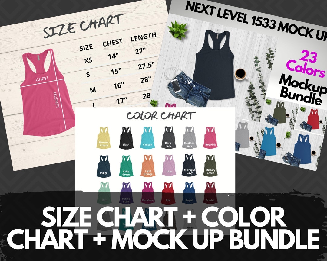 Next Level 1533 Size Chart and Color Chart|next Level 1533 Mockup ...