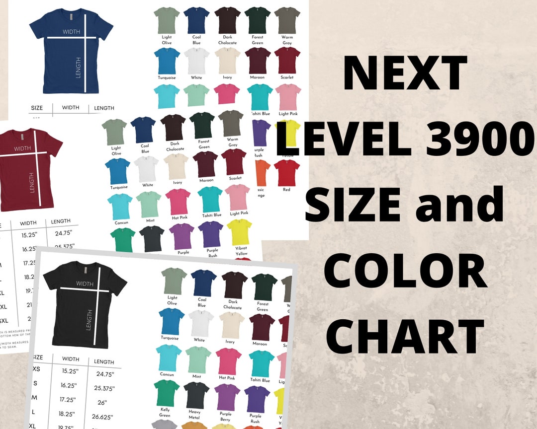 Next Level 3900 Size Chart|next Level 3900 Color Chart|n3900|women’s ...