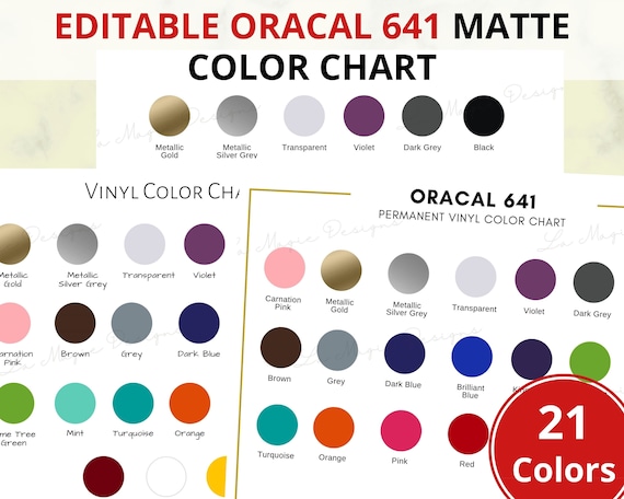 Oracal 641 Matte Color Charteditable Oracal 641 Color Chart - Etsy