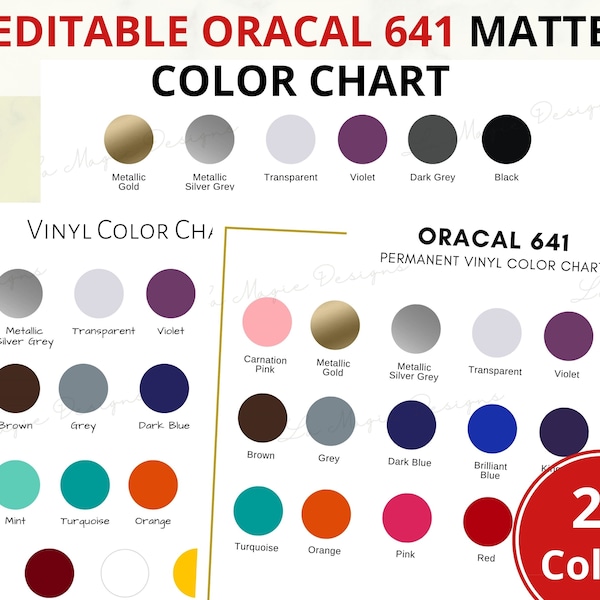 Cricut Vinyl Color Chart - Etsy