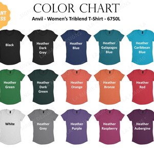 Anvil 6750L Size Chart- Anvil 6750L Color Chart | Anvil Women’s ...