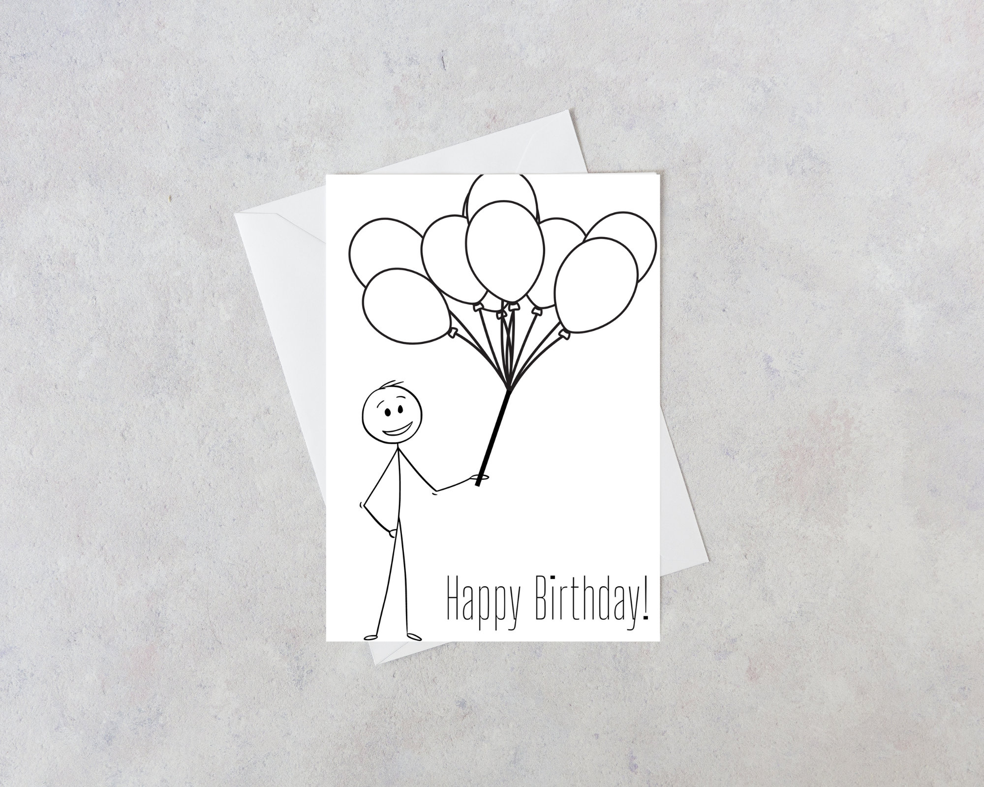 Digital Print Birthday Card, Stick Figure Birthday Card - Etsy