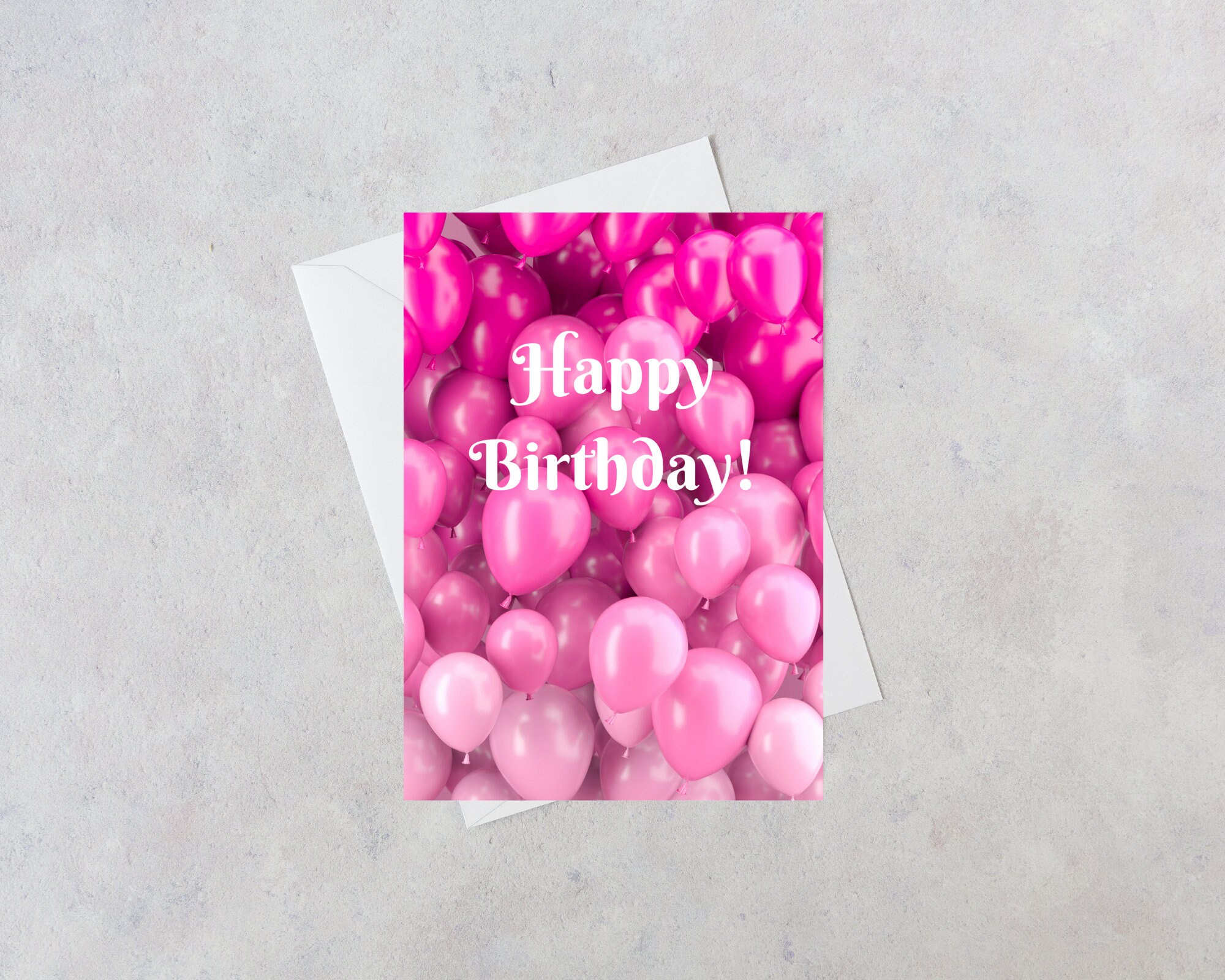 Pink Balloon Birthday Card, Digital Print - Etsy