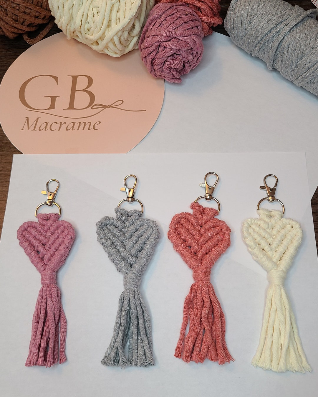 Macrame Heart Keychain | Boho Keychain | Heart Keychain - Etsy