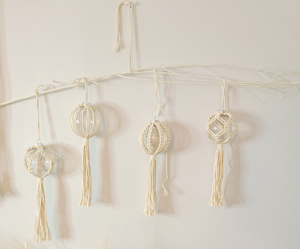 Macrame Christmas Ornaments / White Christmas Tree Balls - Etsy