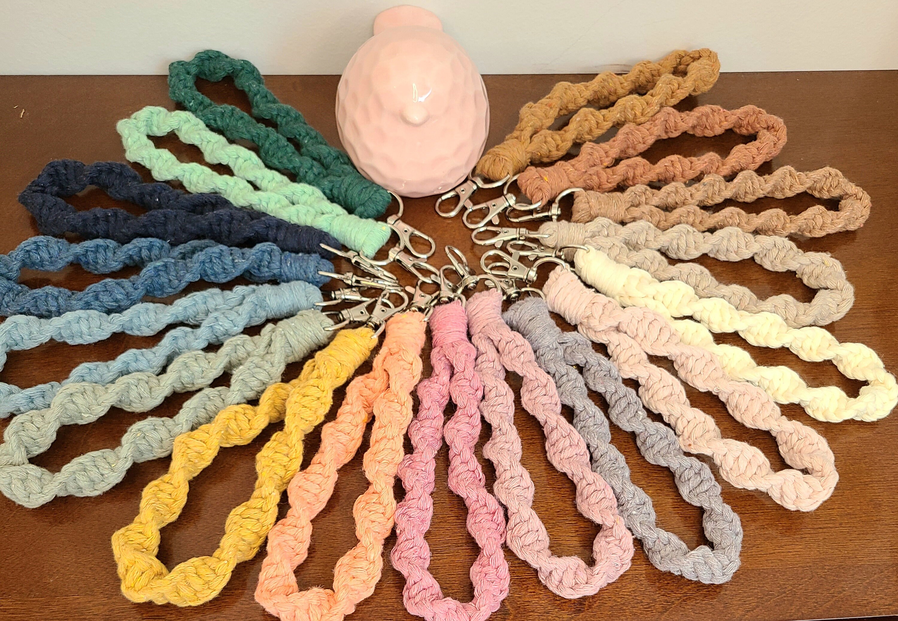 Twisted Macrame Wristlet Keychain - Etsy