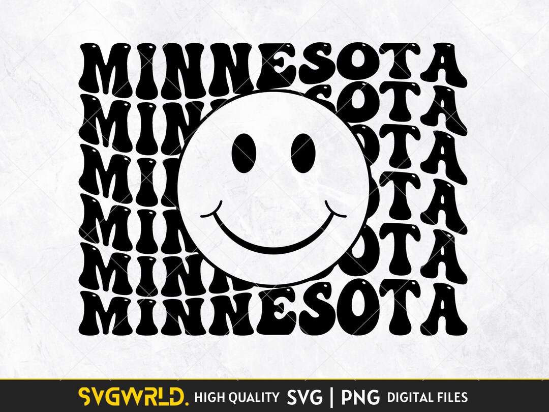 Minnesota Home State Wavy Aesthetic Letters SVG Cut File Smiley Face ...