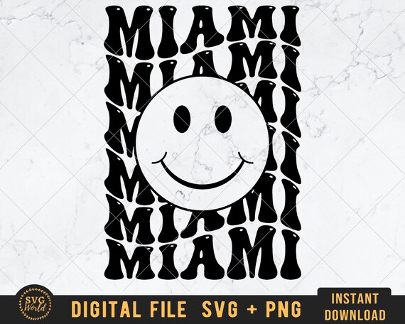 Miami Florida Wavy Aesthetic Letters SVG Cut File Smiley - Etsy Canada