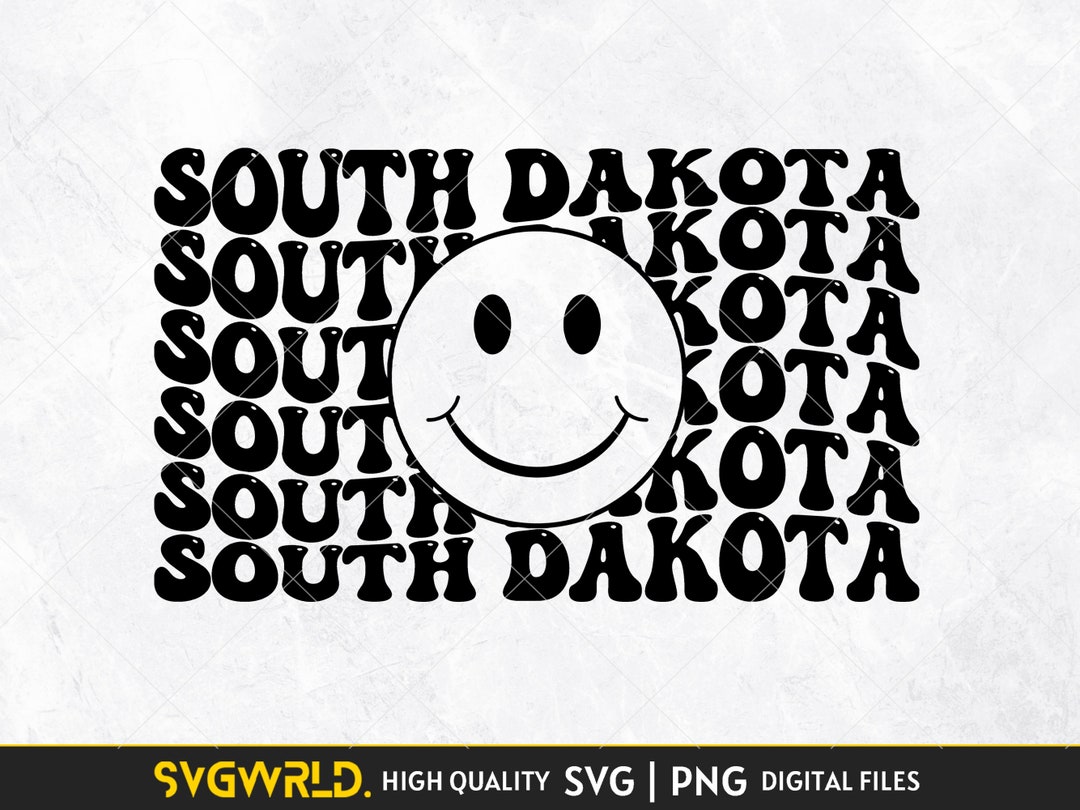 South Dakota Home State Wavy Aesthetic Letters SVG Cut File | Smiley ...