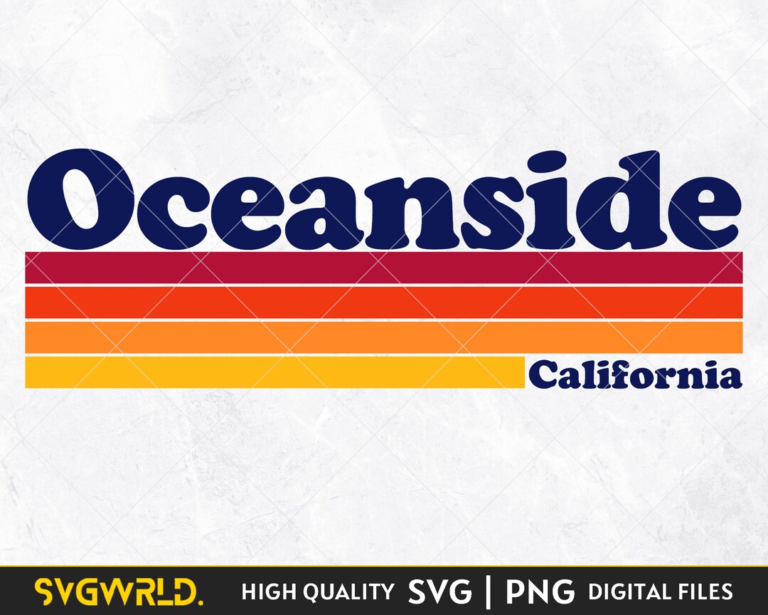 Oceanside California Retro SVG Cut File PNG Clipart Instant - Etsy