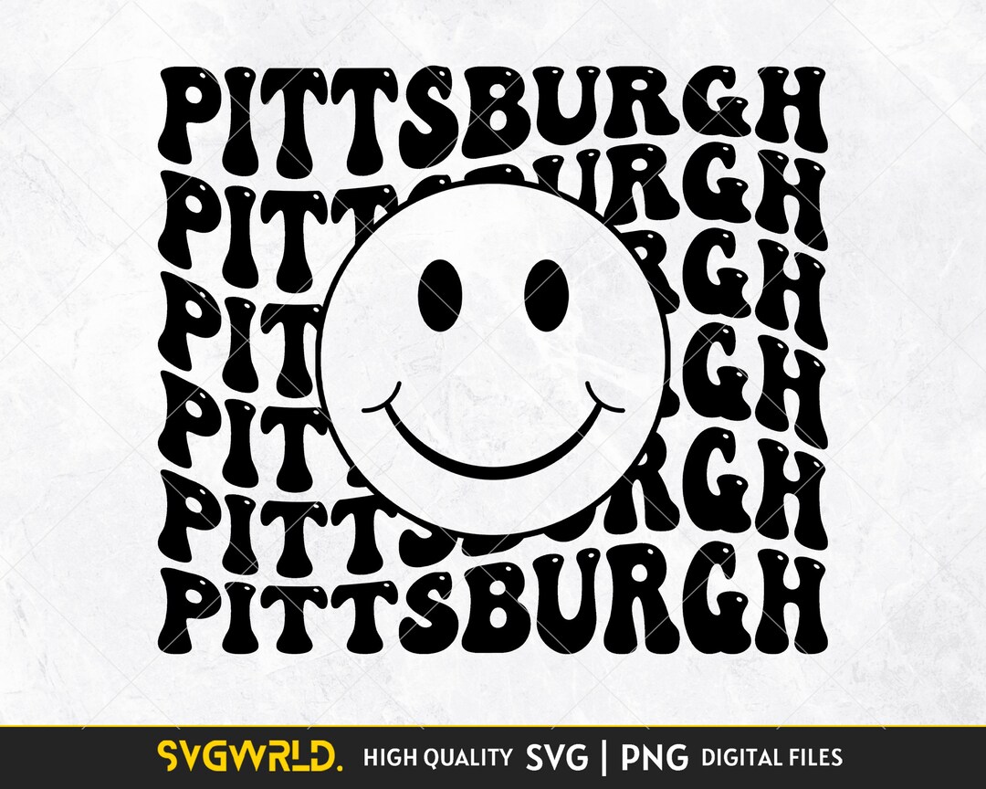 Pittsburgh, Pennsylvania Wavy Aesthetic Letters SVG Cut File | Smiley ...
