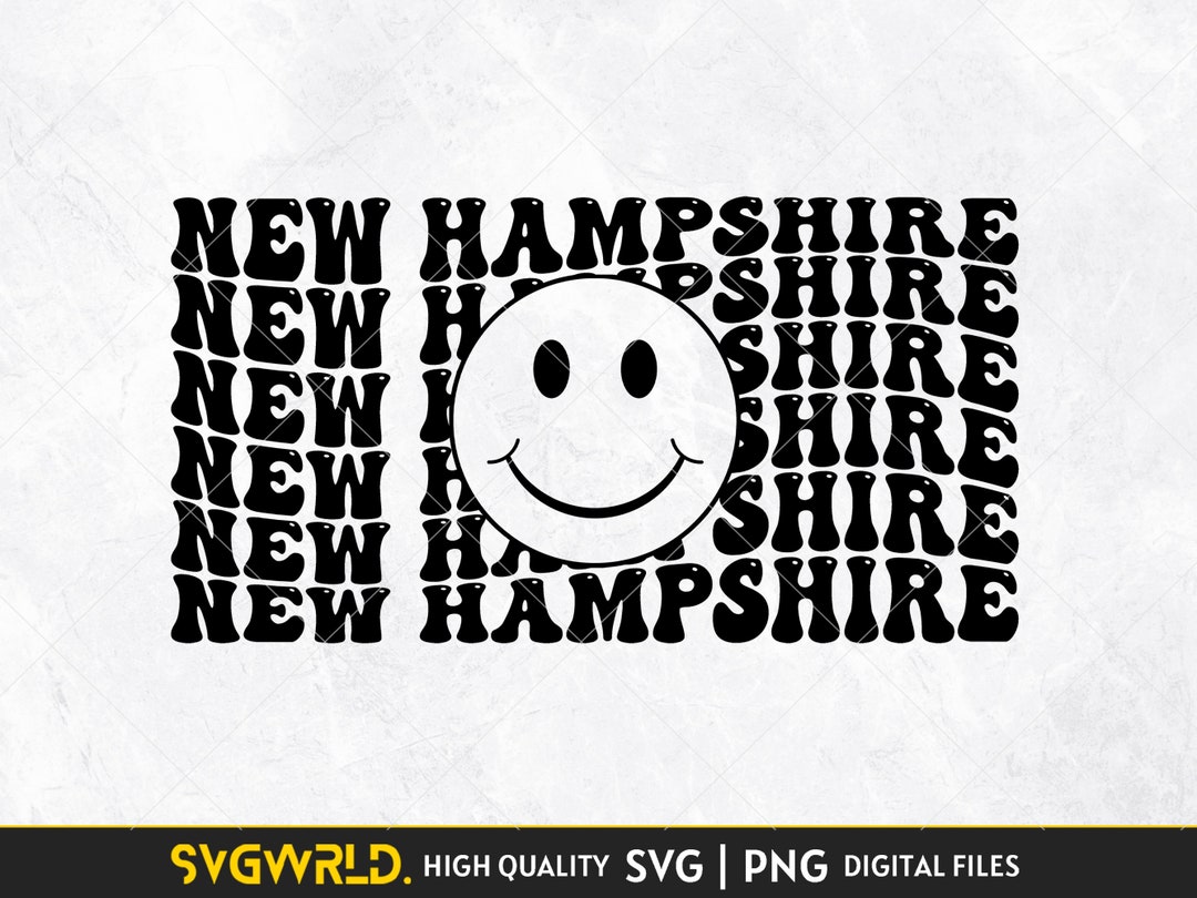 New Hampshire Home State Wavy Aesthetic Letters SVG Cut File | Smiley ...