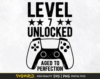 Level 7 Unlocked SVG, Boy Gamer Shirt, Unlocked SVG, 7th Birthday, 7 ...