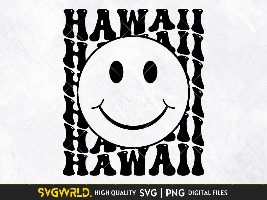Hawaii Home State Wavy Aesthetic Letters SVG Cut File | Smiley Face Svg ...
