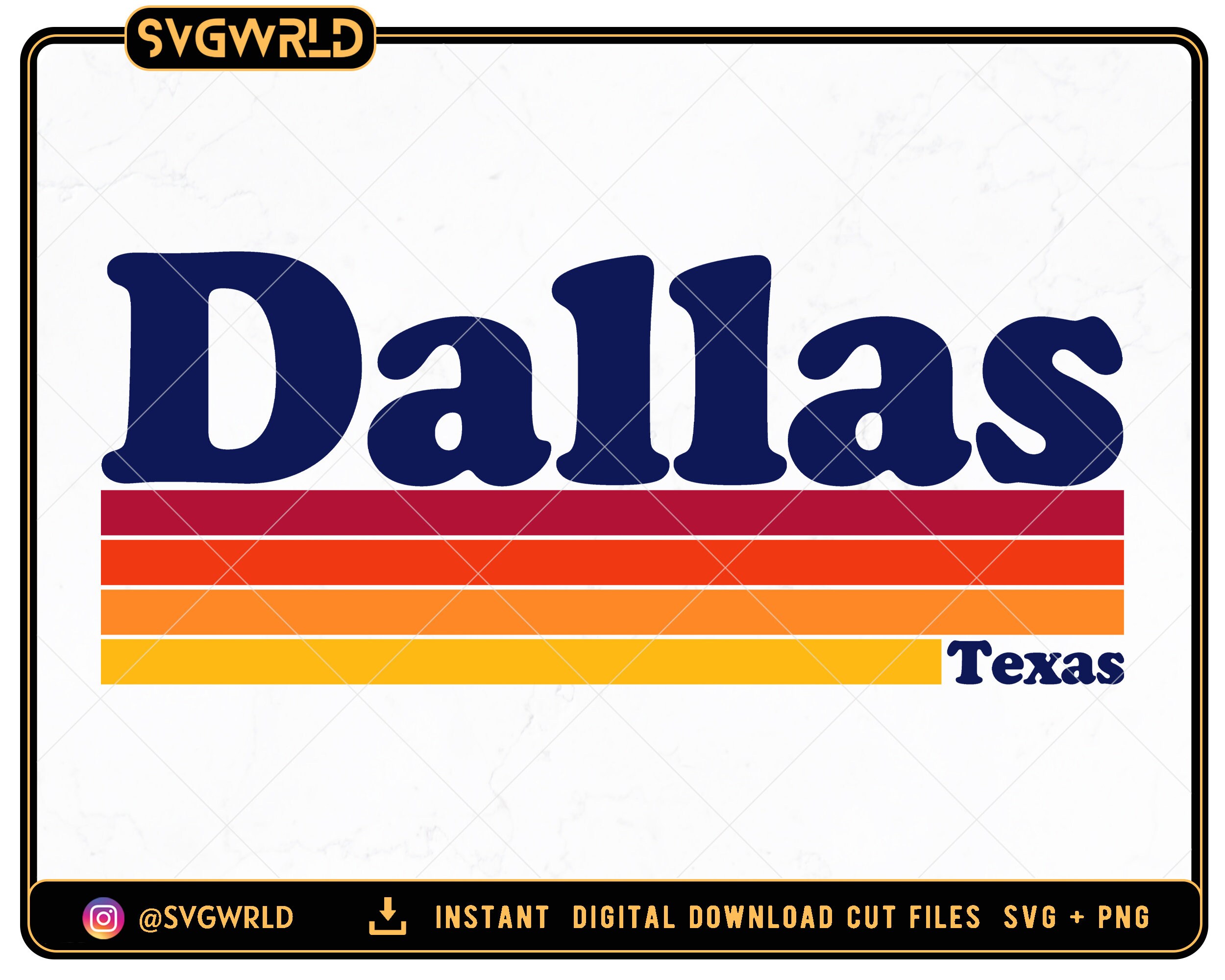 Dallas Texas Retro SVG Cut File PNG Clipart Instant Digital - Etsy