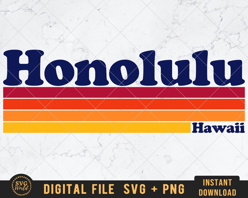 Honolulu Hawaii Retro SVG PNG Cut File Instant Digital - Etsy
