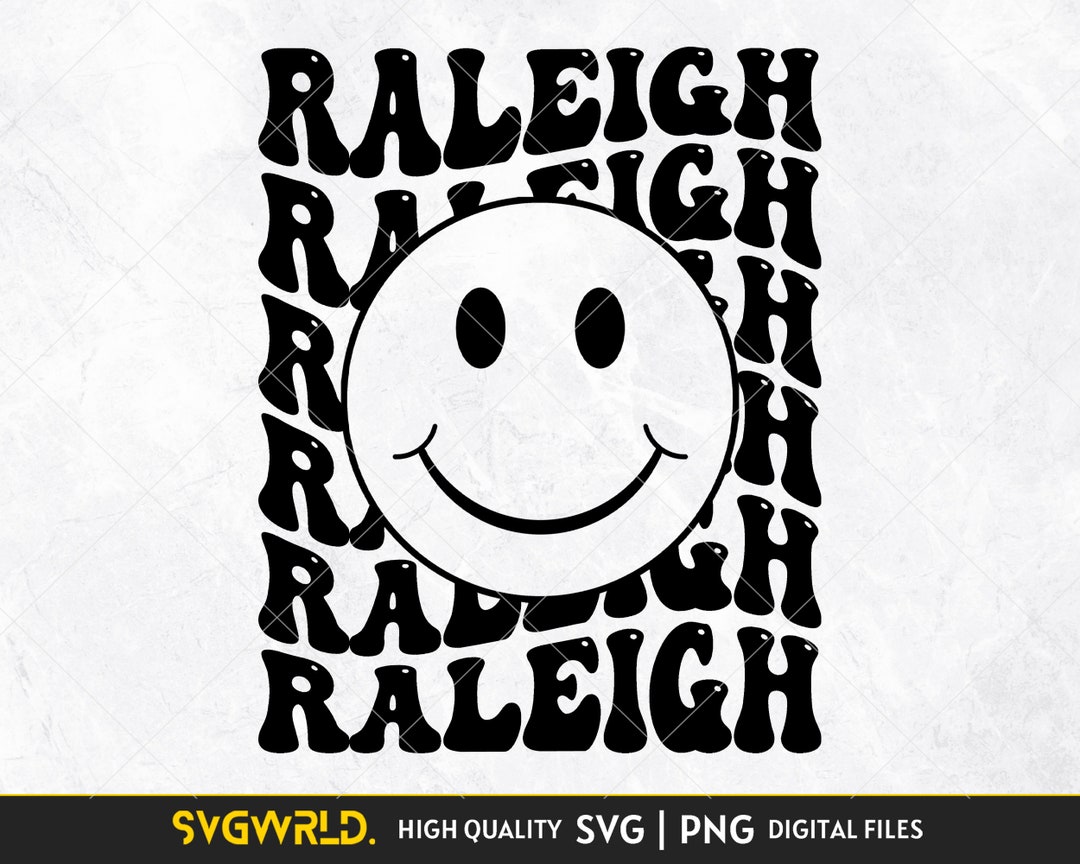 Raleigh, North Carolina Wavy Aesthetic Letters SVG Cut File | Smiley ...