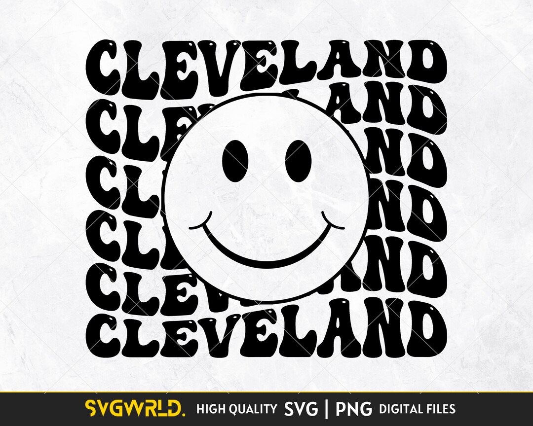 Cleveland, Ohio Wavy Aesthetic Letters SVG Cut File | Smiley Face Svg ...