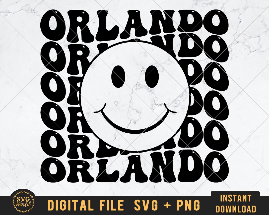 Orlando, Florida Wavy Aesthetic Letters SVG Cut File | Smiley Face Svg ...