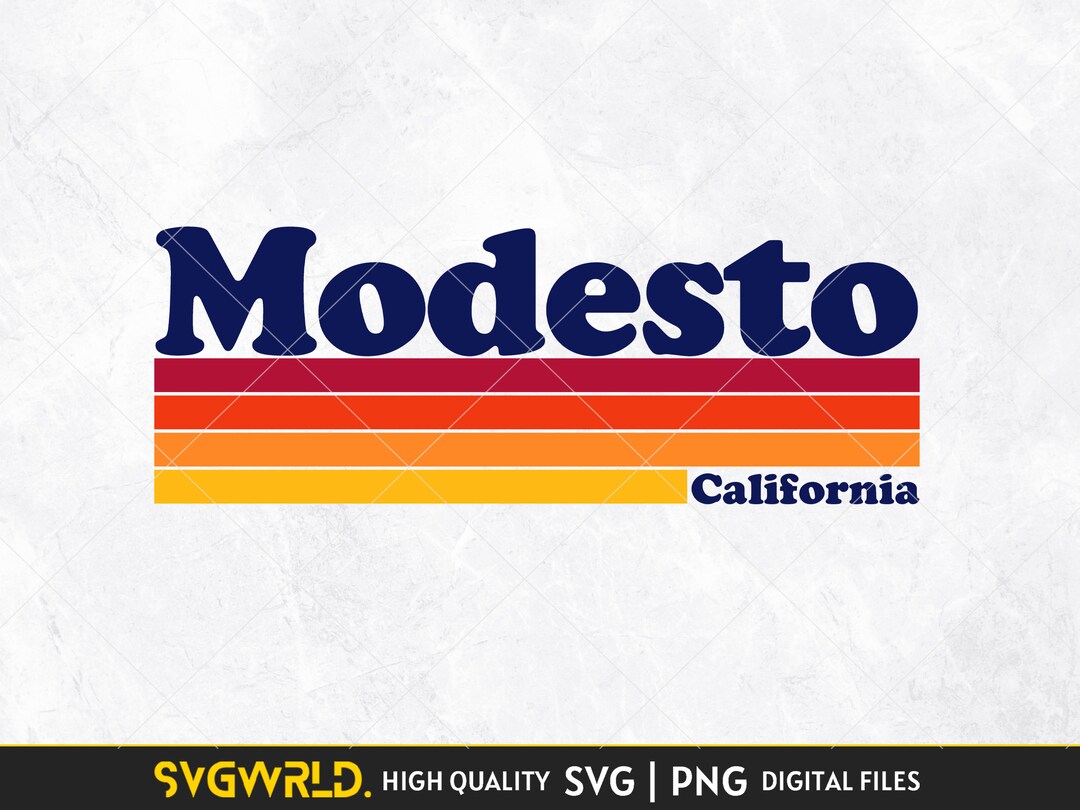 Modesto, California Retro SVG Cut File, PNG Clipart Instant Digital ...