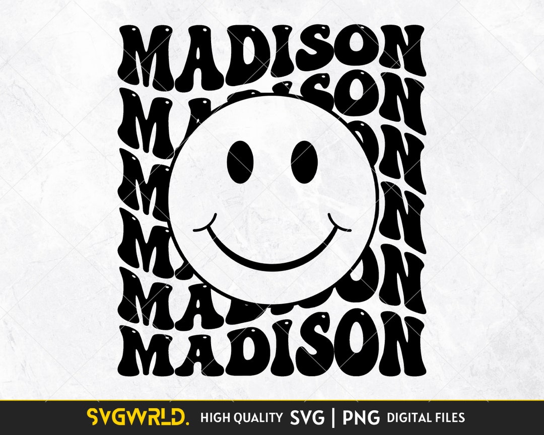 Madison, Wisconsin Wavy Aesthetic Letters SVG Cut File | Smiley Face ...