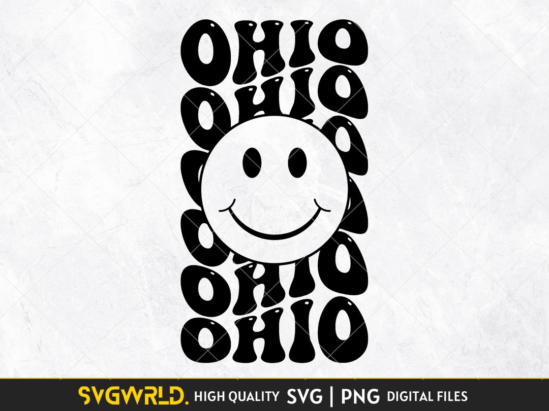 Ohio Home State Wavy Aesthetic Letters SVG Cut File | Smiley Face Svg ...