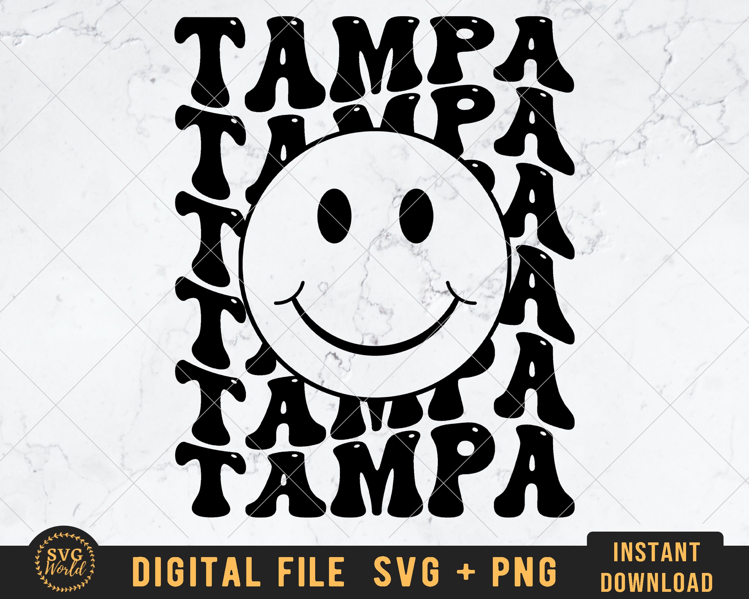 Tampa Florida Wavy Aesthetic Letters SVG Cut File Smiley - Etsy