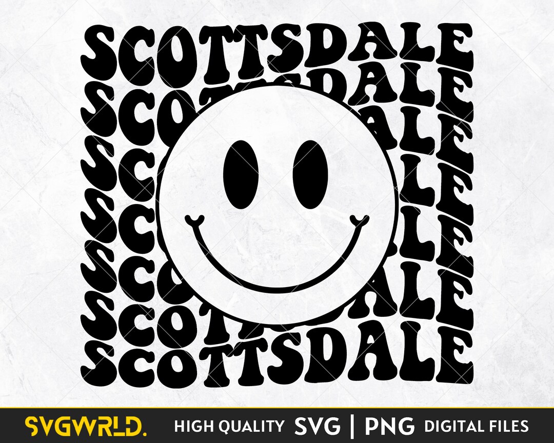 Scottsdale Arizona SVG PNG | Wavy Smiley Face Aesthetic Letters ...