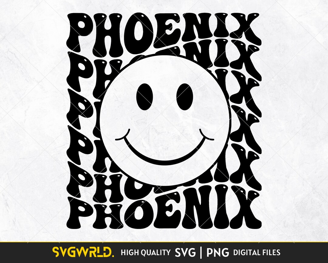 Phoenix, Arizona Wavy Aesthetic Letters SVG Cut File | Smiley Face Svg ...