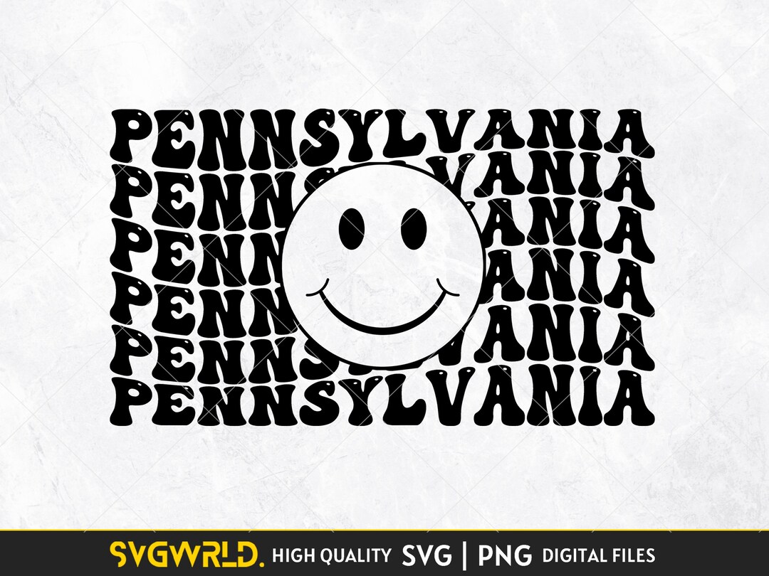 Pennsylvania Home State Wavy Aesthetic Letters SVG Cut File | Smiley ...