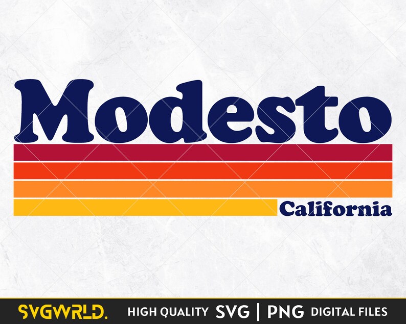 Modesto California Retro SVG Cut File PNG Clipart Instant - Etsy