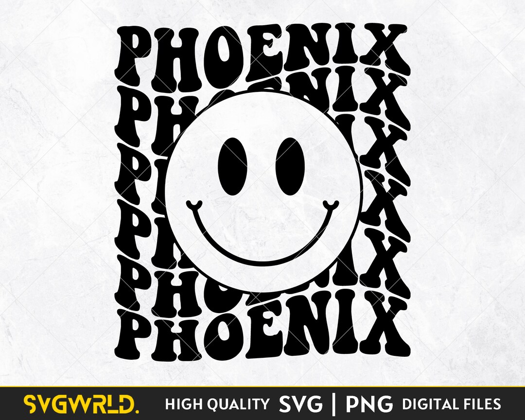 Phoenix Arizona SVG PNG | Wavy Smiley Face Aesthetic Letters | Vector ...