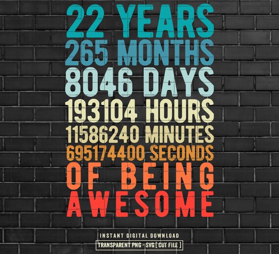 22 Years of Being Awesome 22 Level Unlocked SVG Awesome | Etsy