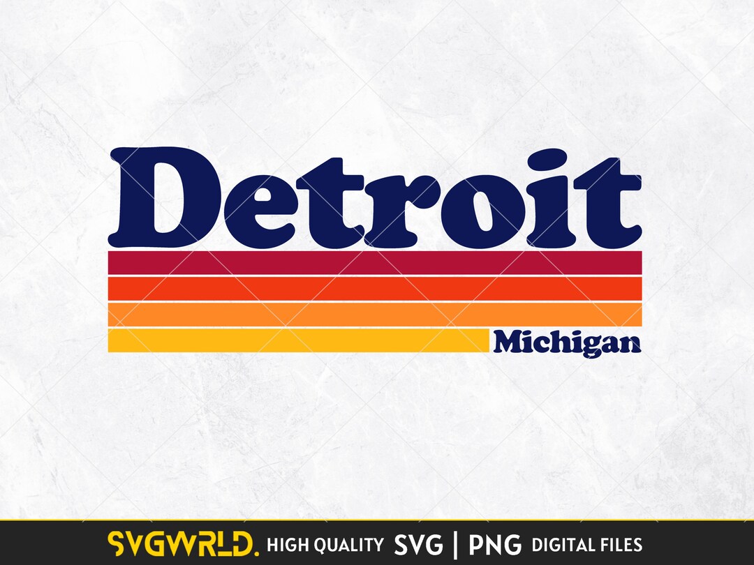 Detroit, Michigan Retro SVG PNG Cut File, Instant Digital Download ...