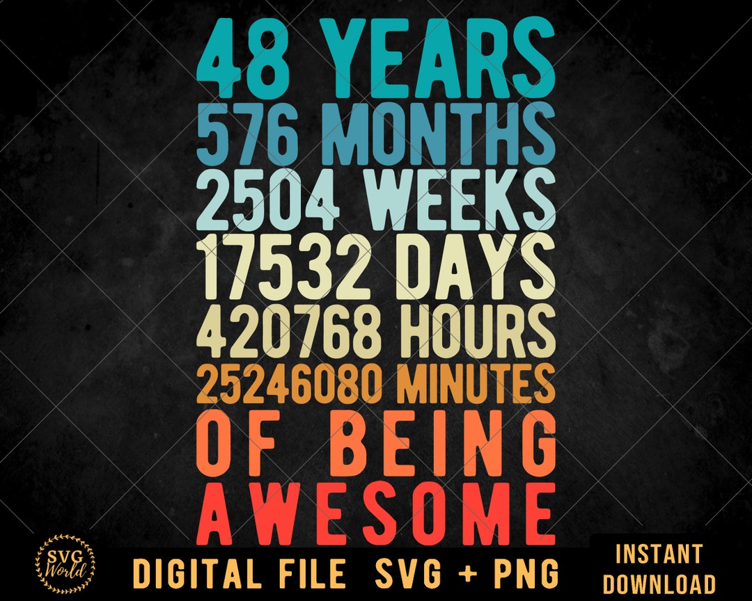 48 Years of Being Awesome 48 Level Unlocked SVG Awesome Since 1975 I ...