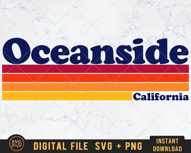 Oceanside California Retro SVG Cut File PNG Clipart Instant - Etsy