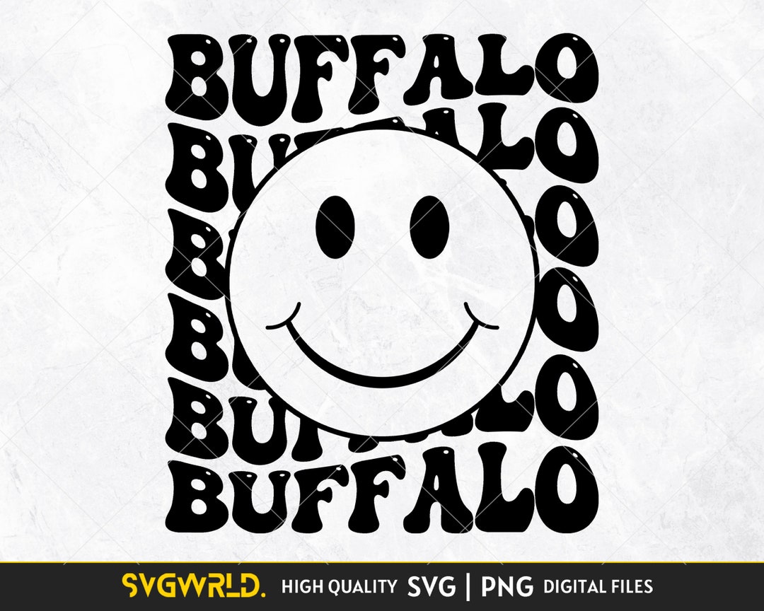 Buffalo, New York Wavy Aesthetic Letters SVG Cut File | Smiley Face Svg ...