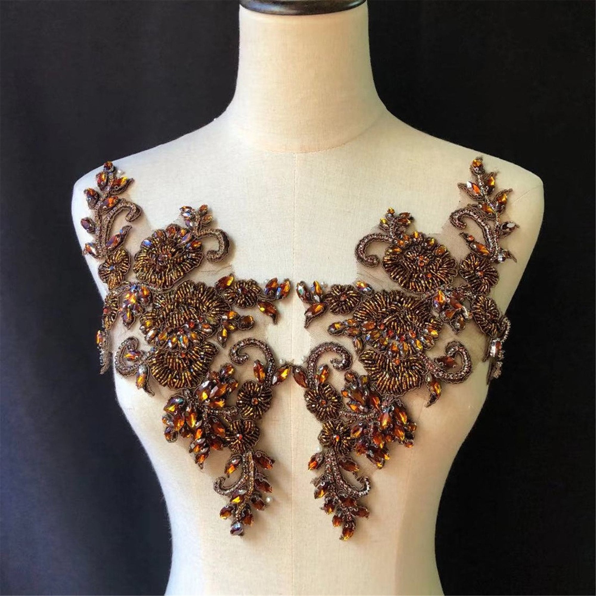 Rhinestone Pair Sparkling Crystal Appliques Hand Crafted Bead - Etsy