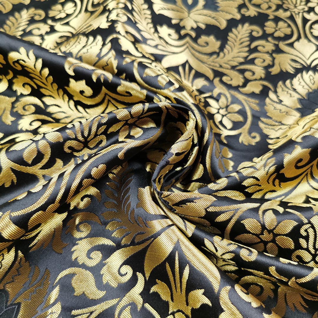 Vintage 63" Baroque Style Embroidery Floral Jacquard Fabric Emboss ...