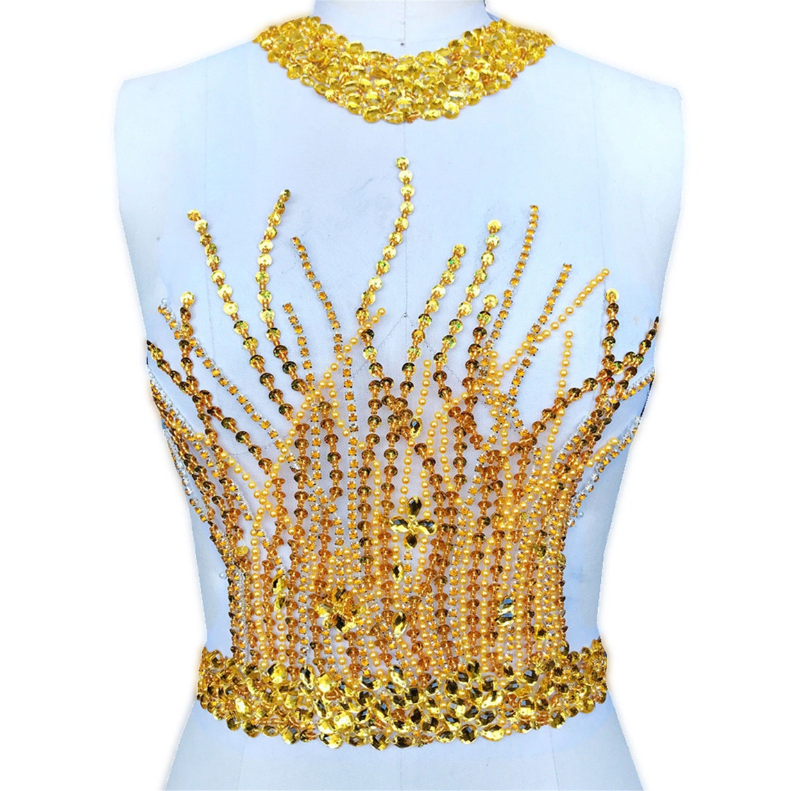 Halter Neck Beaded Sequined Applique Crystal Sewing Patch | Etsy