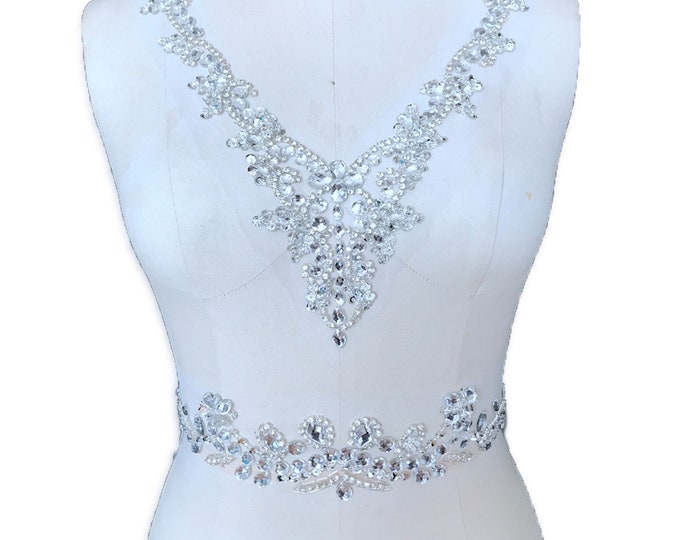 Colorful Beading V-neck Sequin Rhinestone Neckline Bridal - Etsy