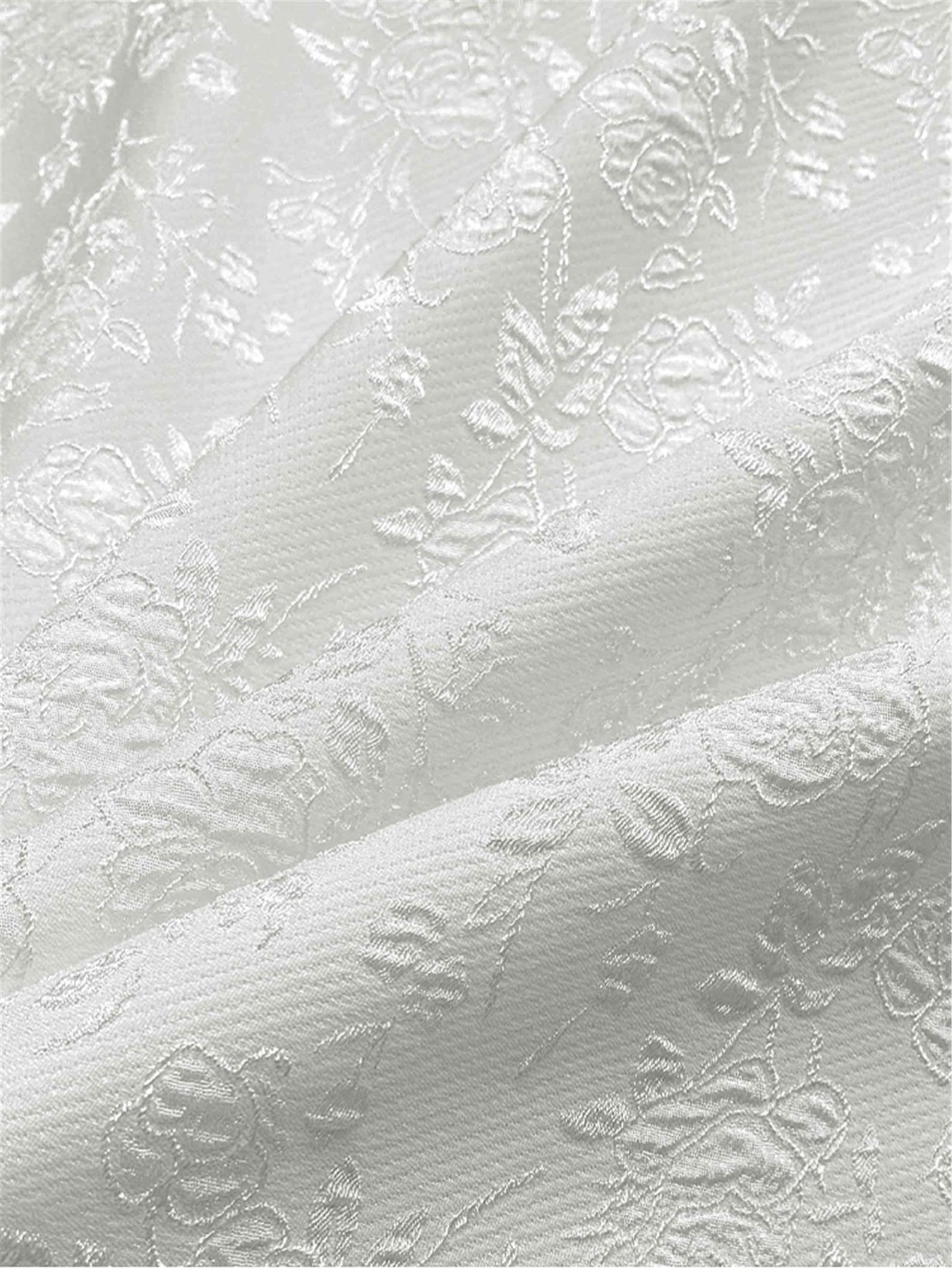 White Floral Embroidery Fabric Brocade Fabric Jacquard Emboss - Etsy