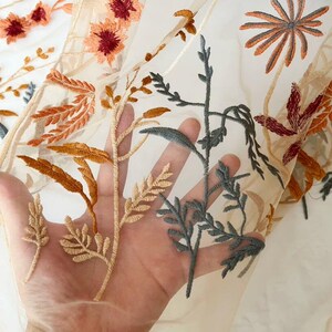 Exquisite Brown Tulle Leaf Floral Blossom Lace Fabric Embroidery Lace ...